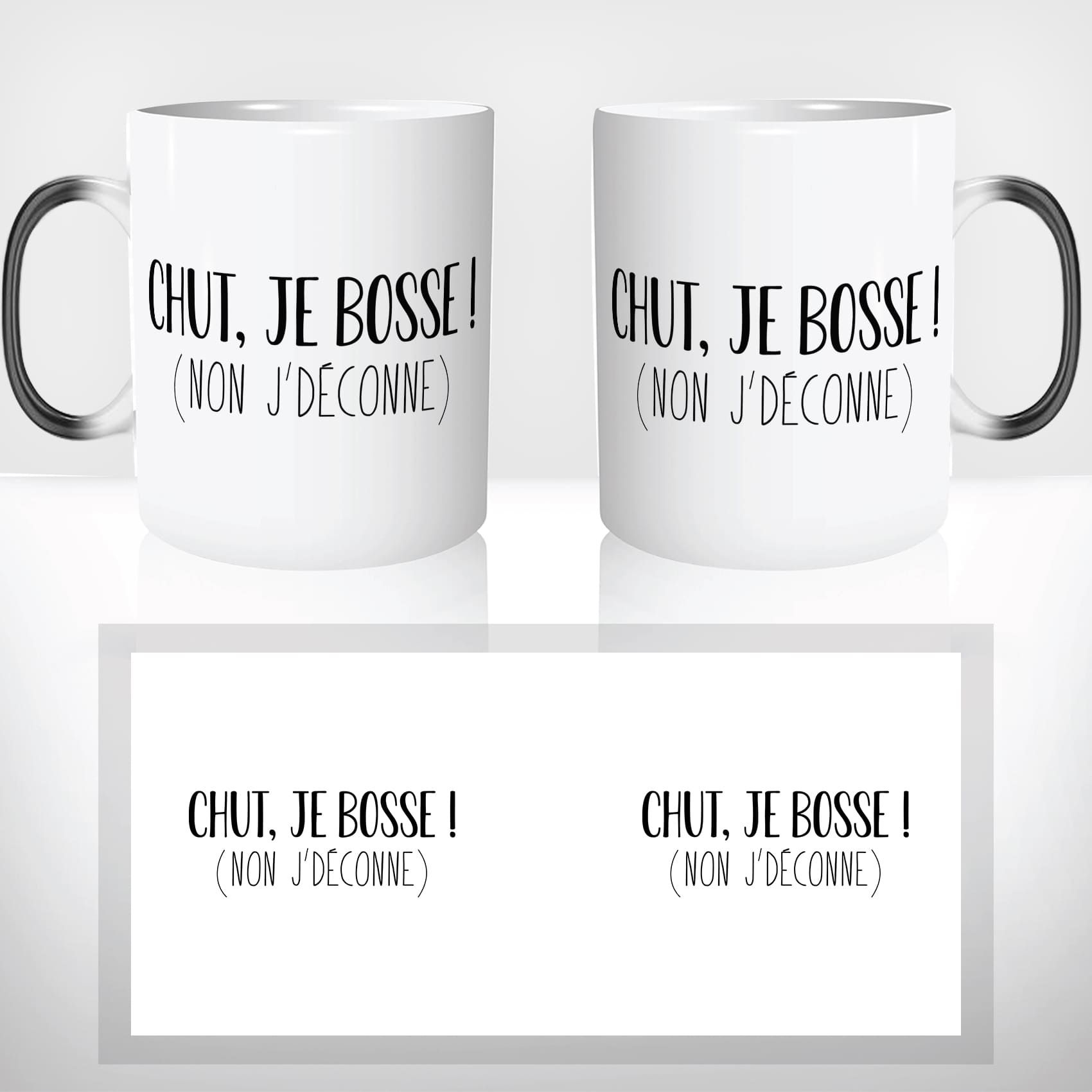 Mug Thermoréactif Chut je Bosse ! - Tasse Drôle - Mug-Magique.fr