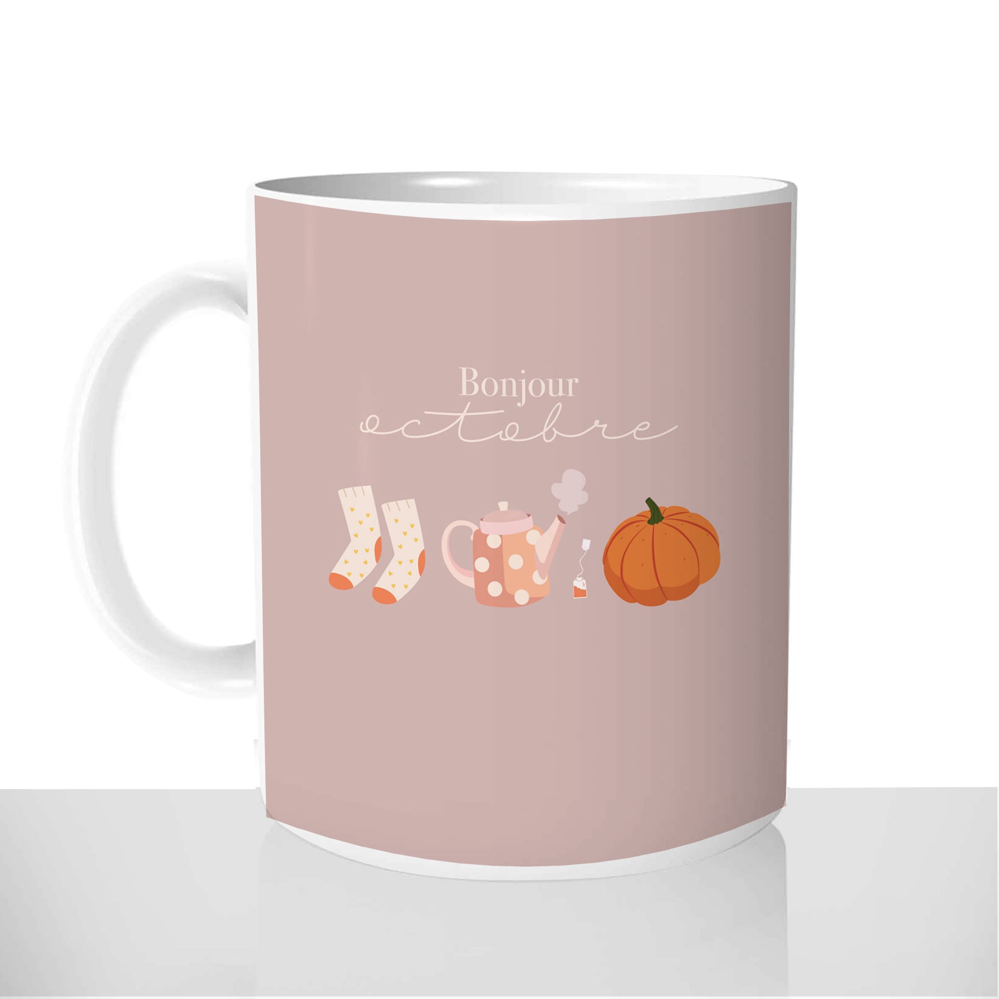 Mug Magique Bonjour Octobre - Tasse Cocooning Hiver - Idée Cadeau