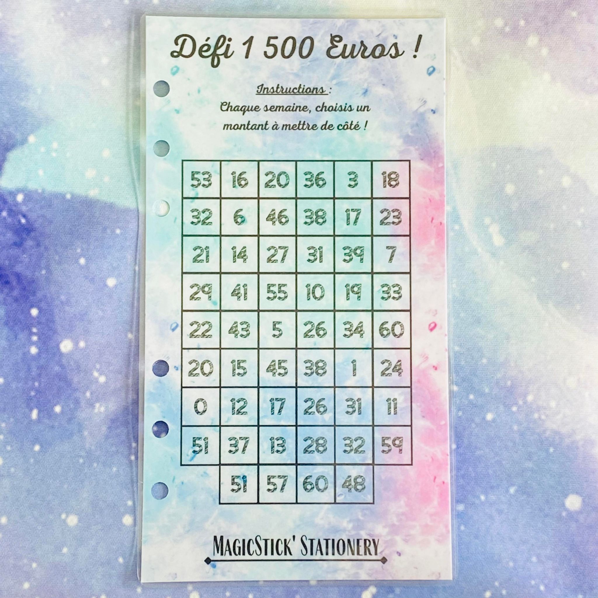 Défi 1 500€ A6 - Gestion de Budget/Défis - MagicStick' Stationery