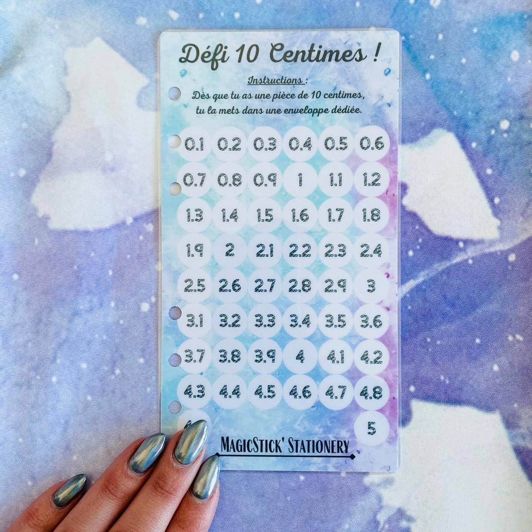 Défi 10 Centimes A6 - Gestion de Budget/Défis - MagicStick' Stationery