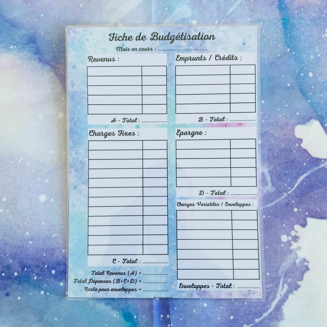 Fiche de Budgétisation Mensuelle Plastifiée A4 - Papeterie/Planners ...