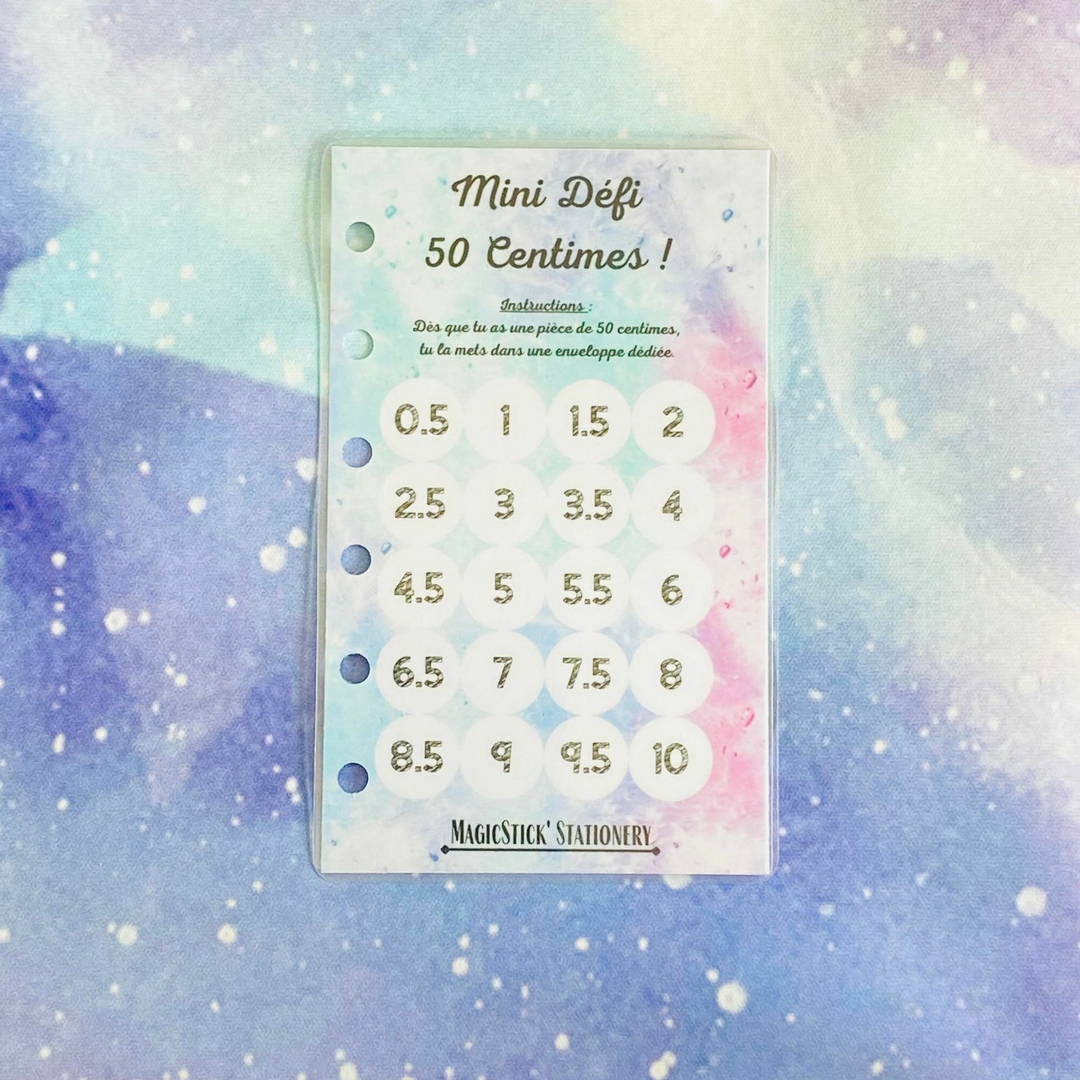 Mini Défi 50 Centimes A7 - Gestion de Budget/Défis - MagicStick' Stationery