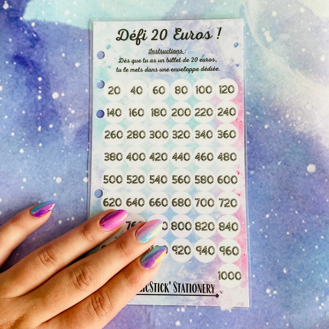 Défi 20€ A6 - Gestion de Budget/Défis - MagicStick' Stationery