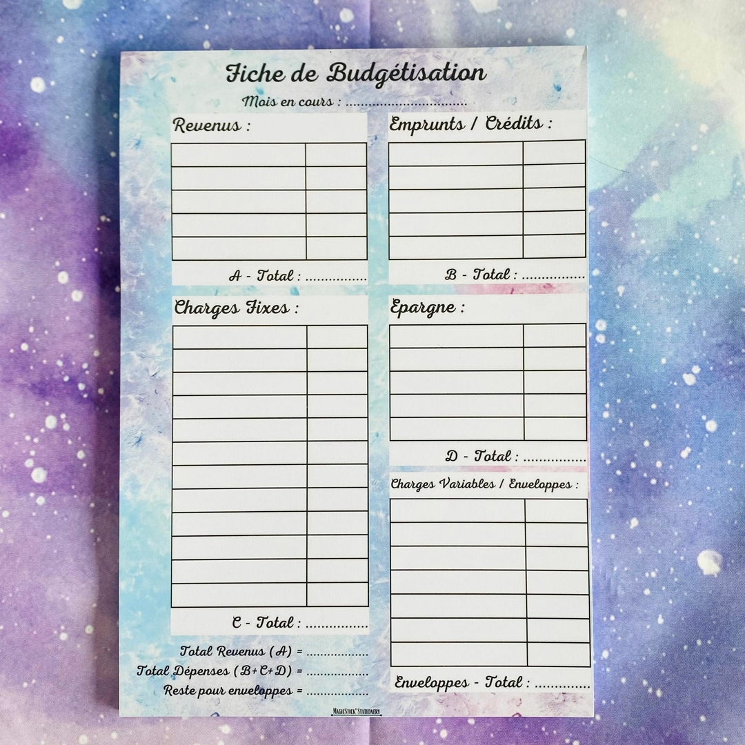 Bloc de Fiches de Budgétisation Mensuelles A4 - Papeterie/Planners ...