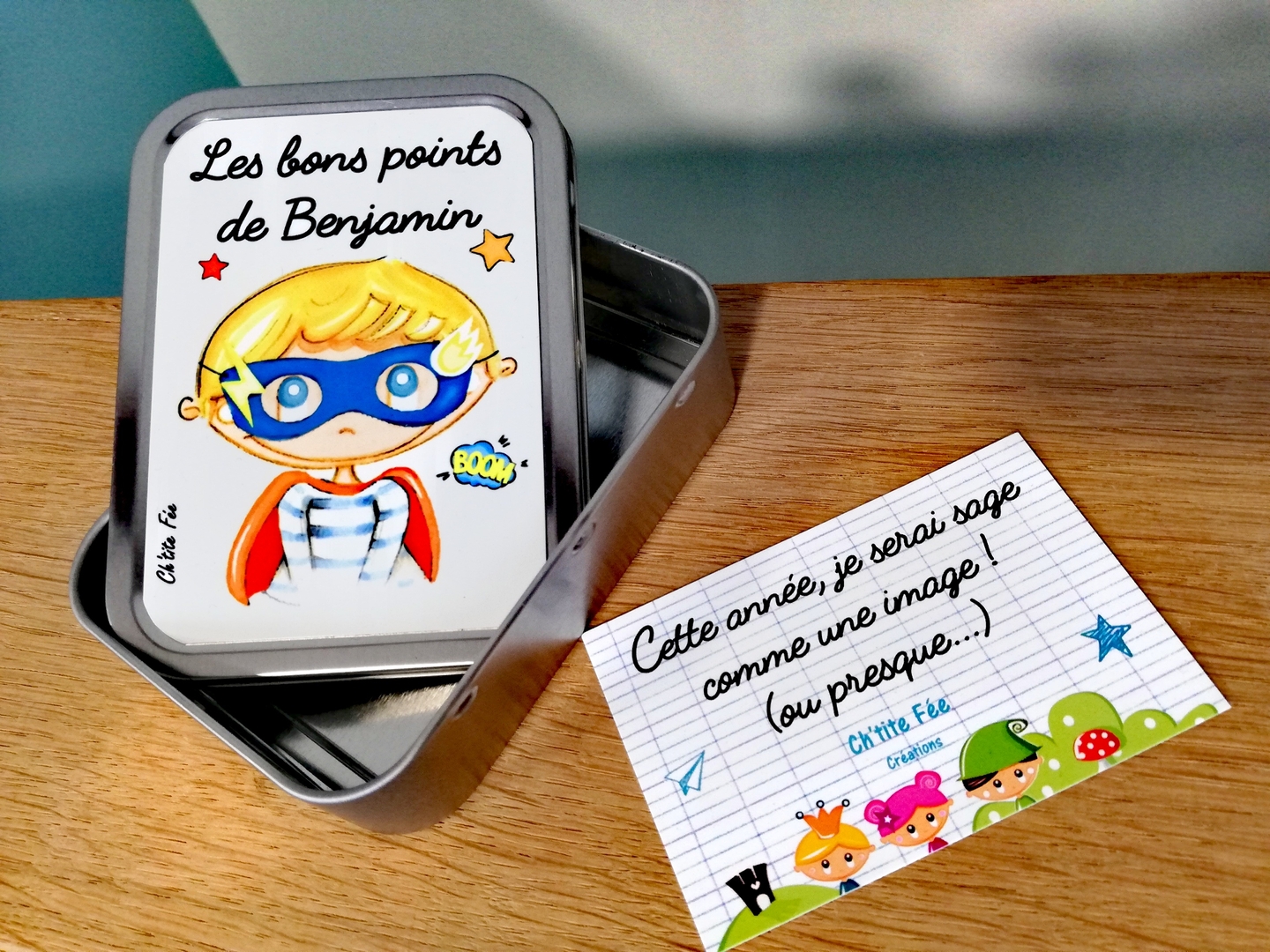 Boîte à bons points Benjamin - Modèle unique - Vide atelier - Ch'tite Fée