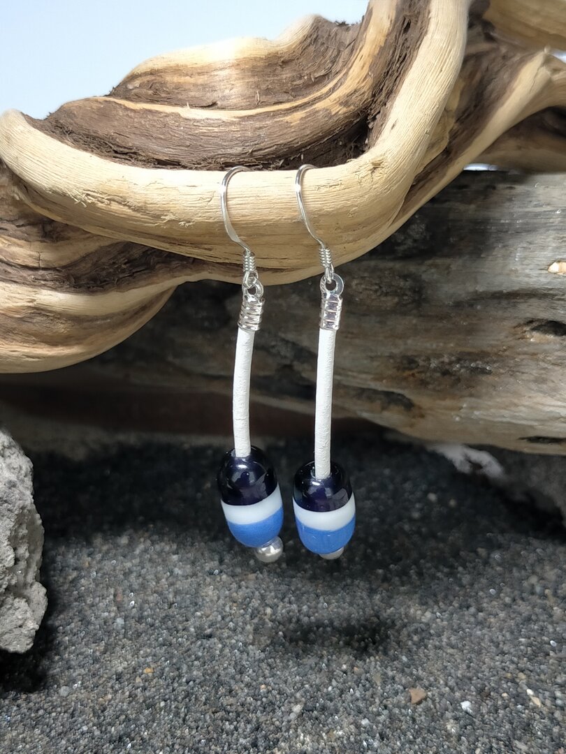 Boucles d'oreilles tricolore "Bleu blanc Marine" - Boucles d'oreilles ...