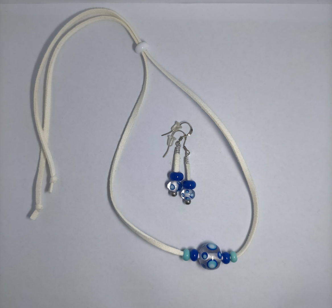 Parure - Collection "Perles de Liberté" à pois ton bleu - Parure - Admaé