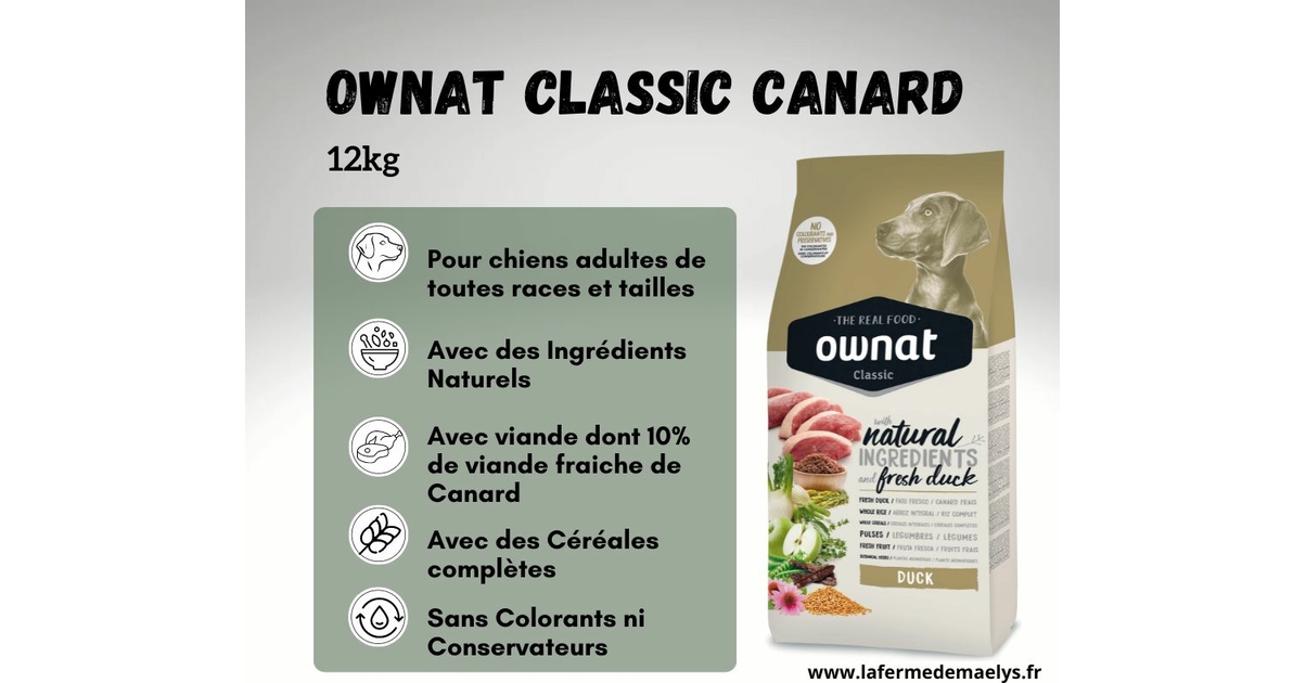 Ownat Classic Canard 12kg, croquettes pour chien adulte