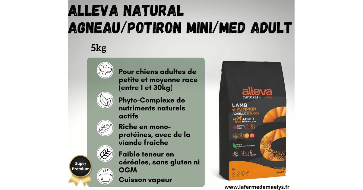 Alleva Natural agneau & potiron Mini/Medium 5 kg