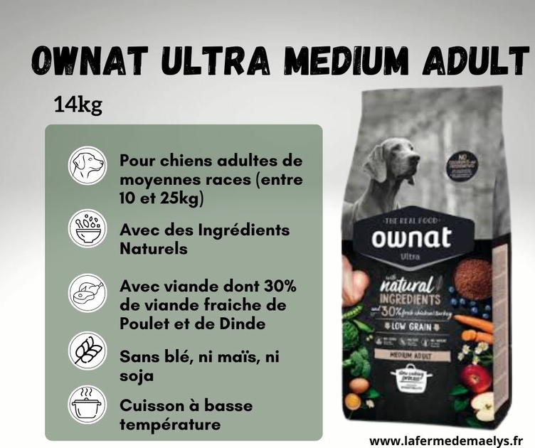 Croquette Ownat ultra medium adult pour chien de race moyenne