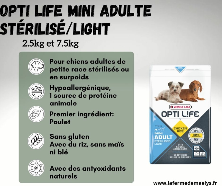 Opti Life Sterilised/Light Mini Adult - Pour petits chiens adultes