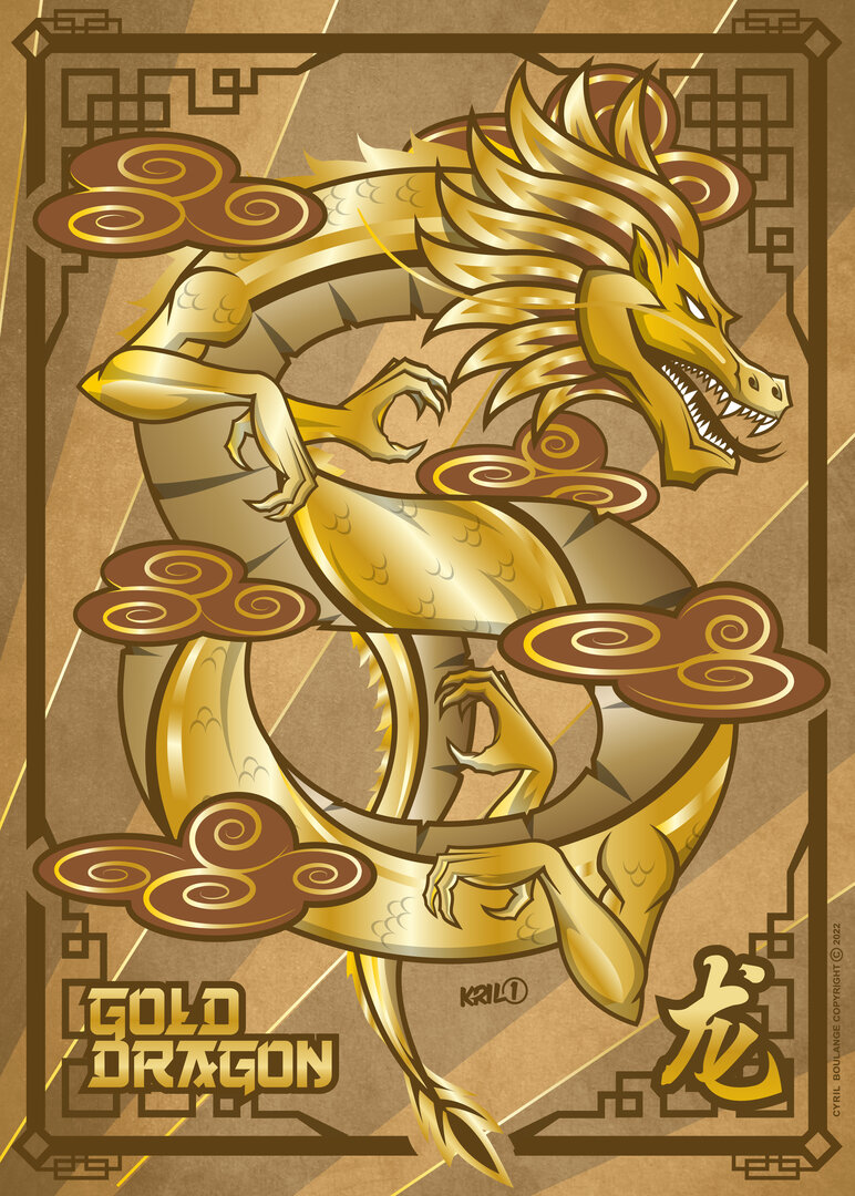 ONEOUT POSTER GOLD DRAGON - ART OF KRIL1
