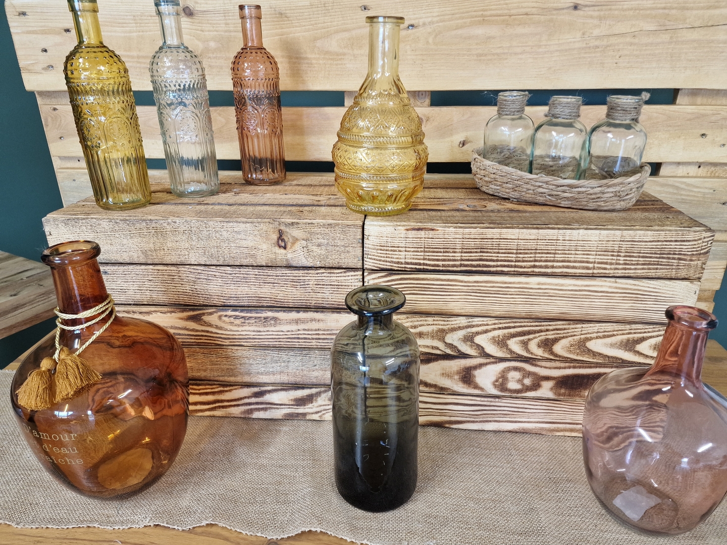 Lot de 3 vases ou récipients en verre - Location matériel tous thèmes ...