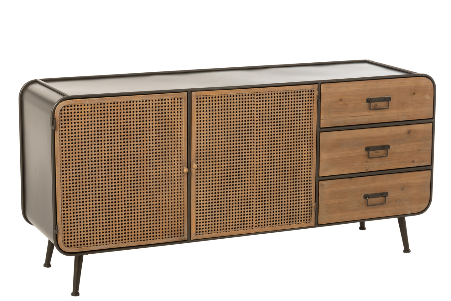 Armoire basse 3 Tiroirs Droit Métal et Bois Jolipa | Eden Deco