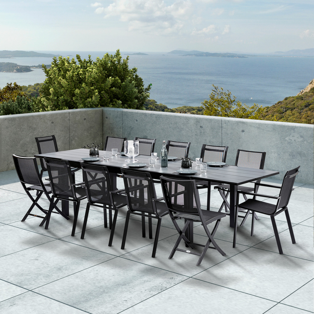 Ensemble table et chaises HPL Star T8/12+F8+C4 HPL - Salon de jardin ...