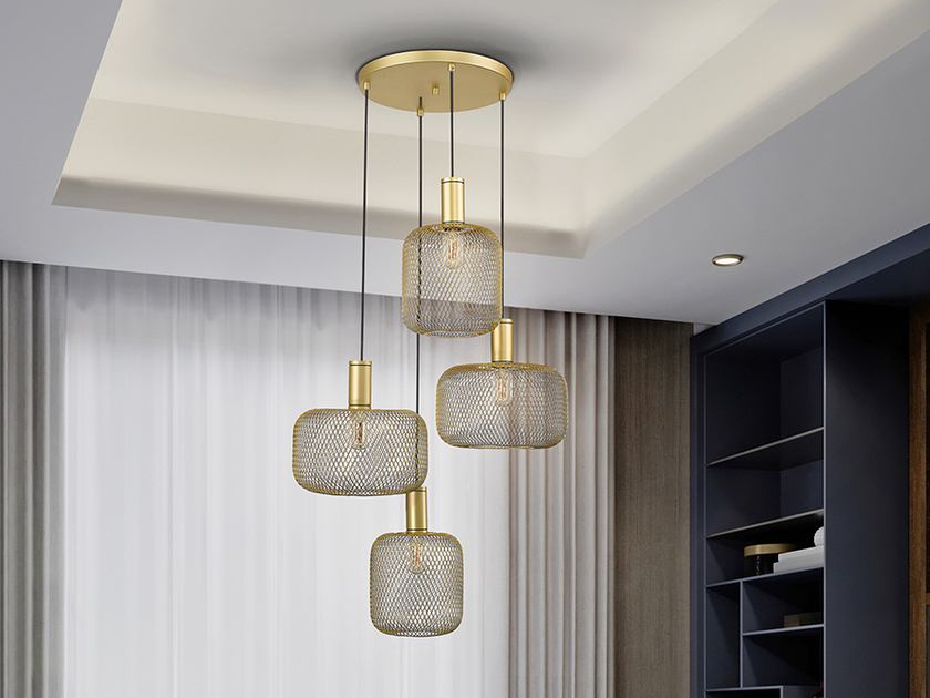 Suspension ronde Or - 4 lampes - Luminaires/Suspension design - Eden Deco