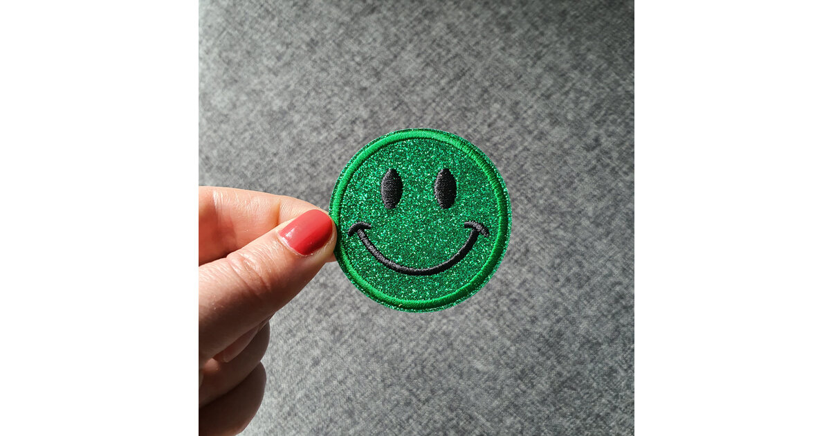 Patch thermocollant rond smiley brillant - vert