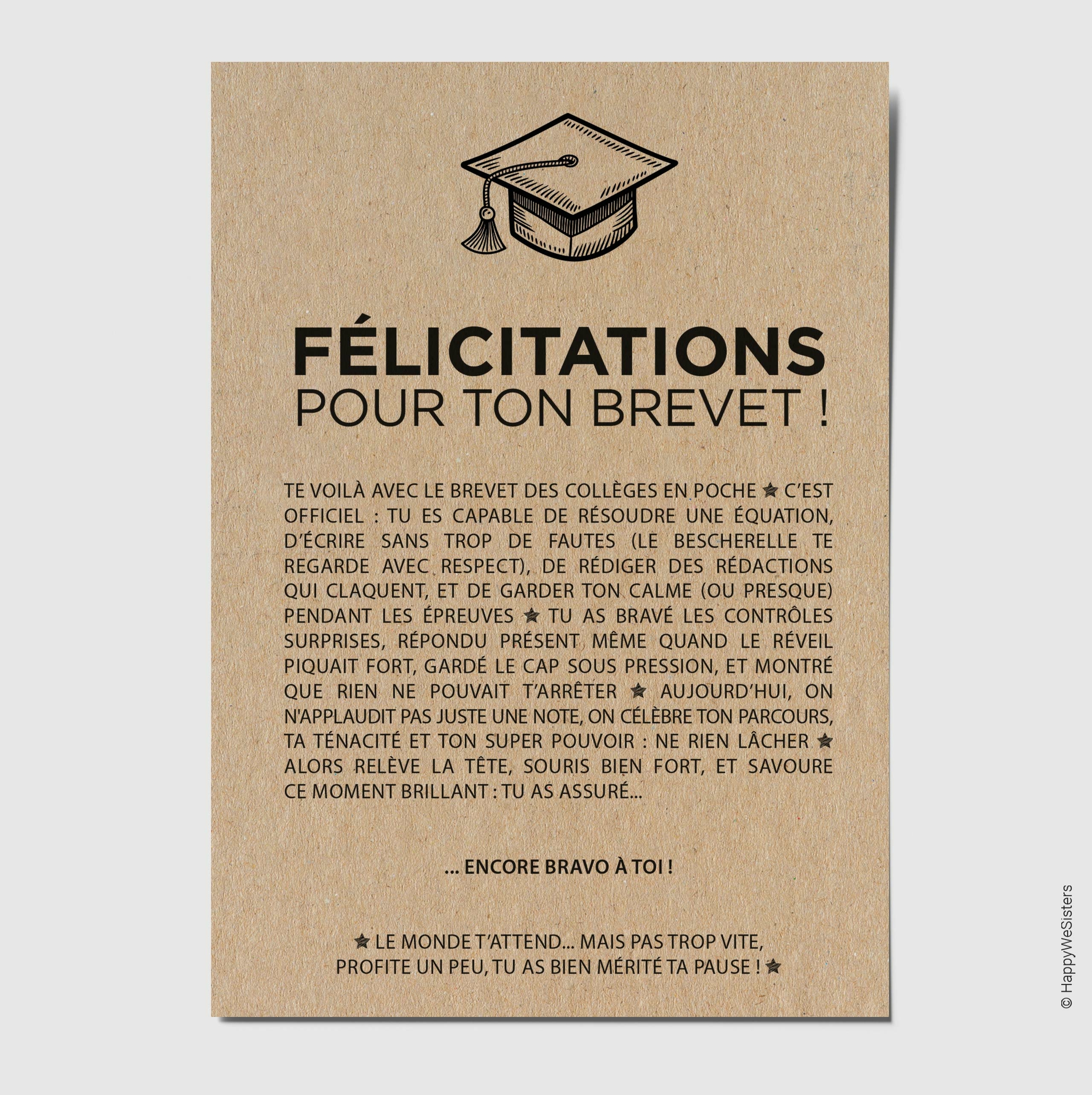 Carte de félicitations – Brevet des collèges personnalisable - CARTES ...