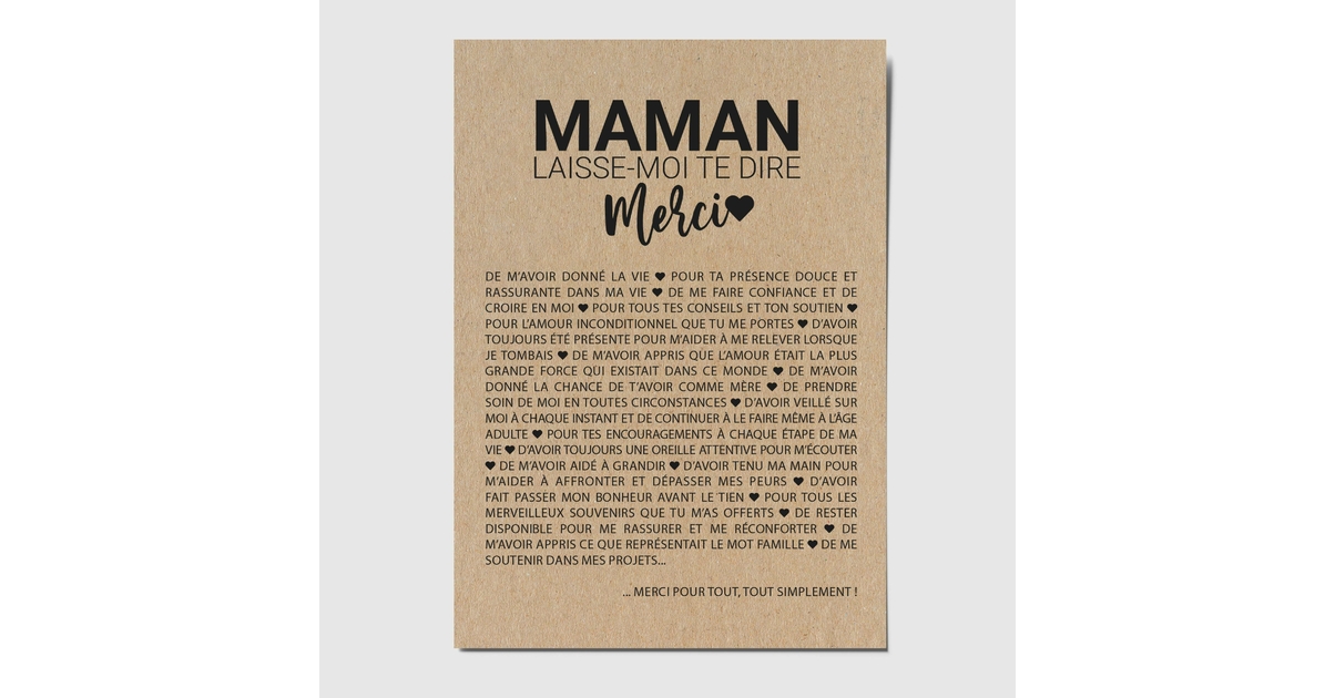 Carte merci maman personnalisable
