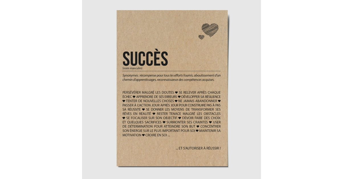 Carte définition succès personnalisable - happywesisters