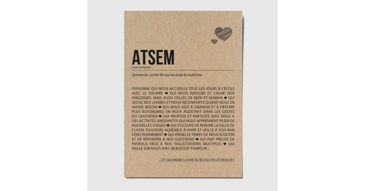 Carte définition ATSEM personnalisable - happywesisters