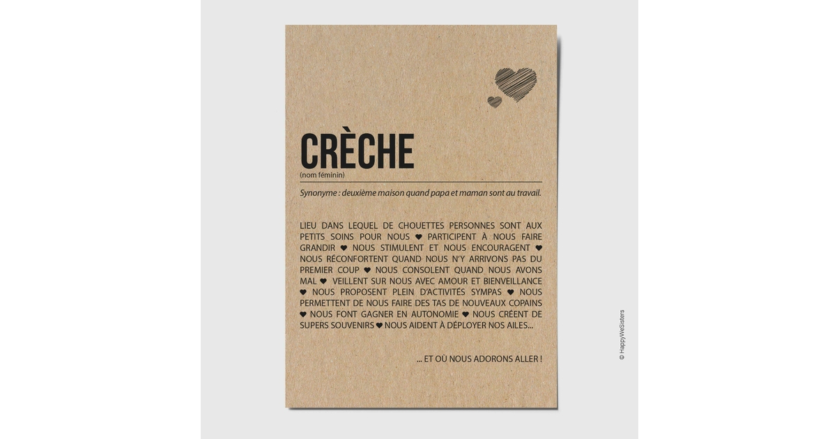 Carte définition crèche personnalisable - happywesisters