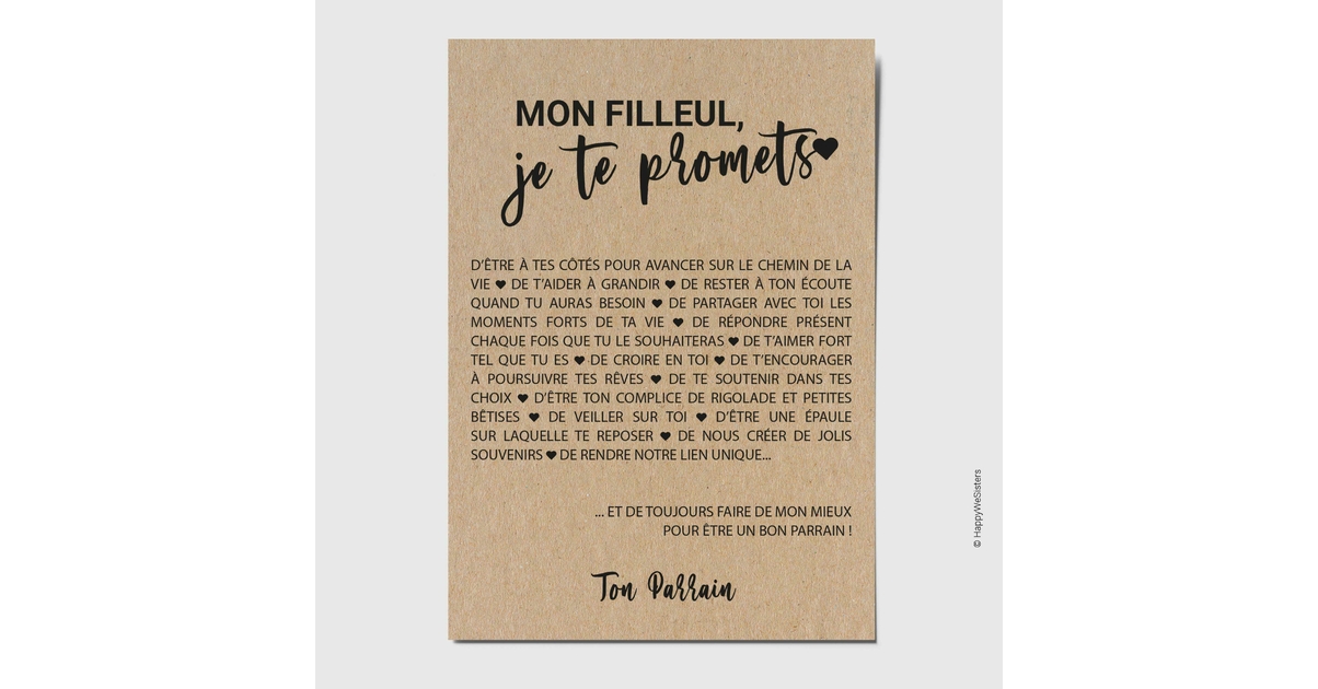 Carte Filleul/Parrain personnalisable - happywesisters