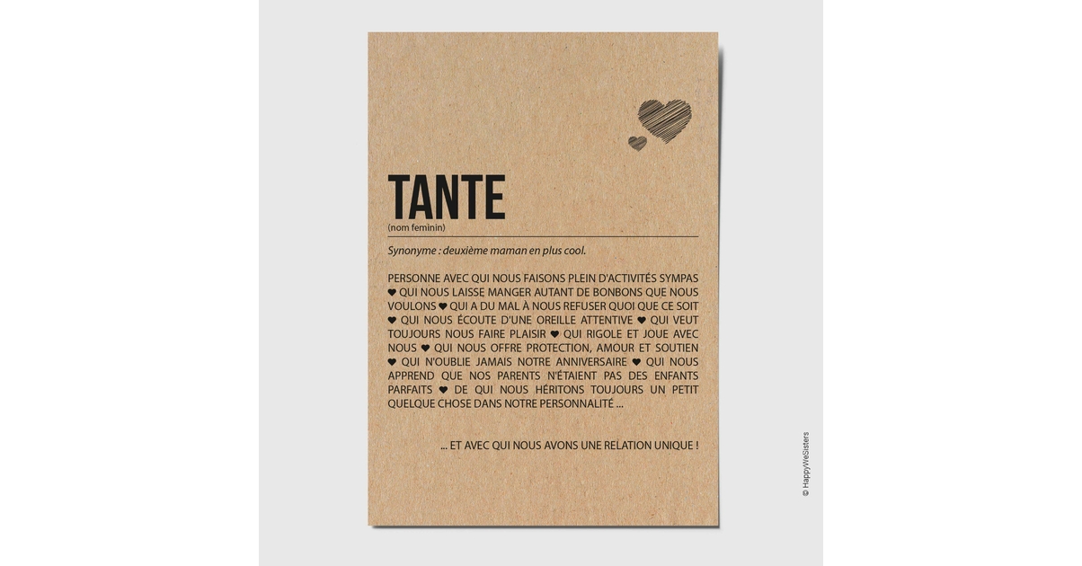 Carte définition Tante personnalisable - happywesisters