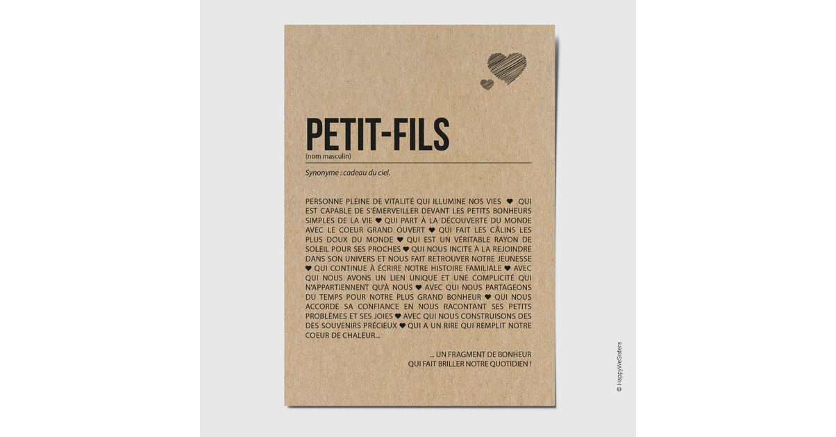 Carte définition petit-fils personnalisable - happywesisters