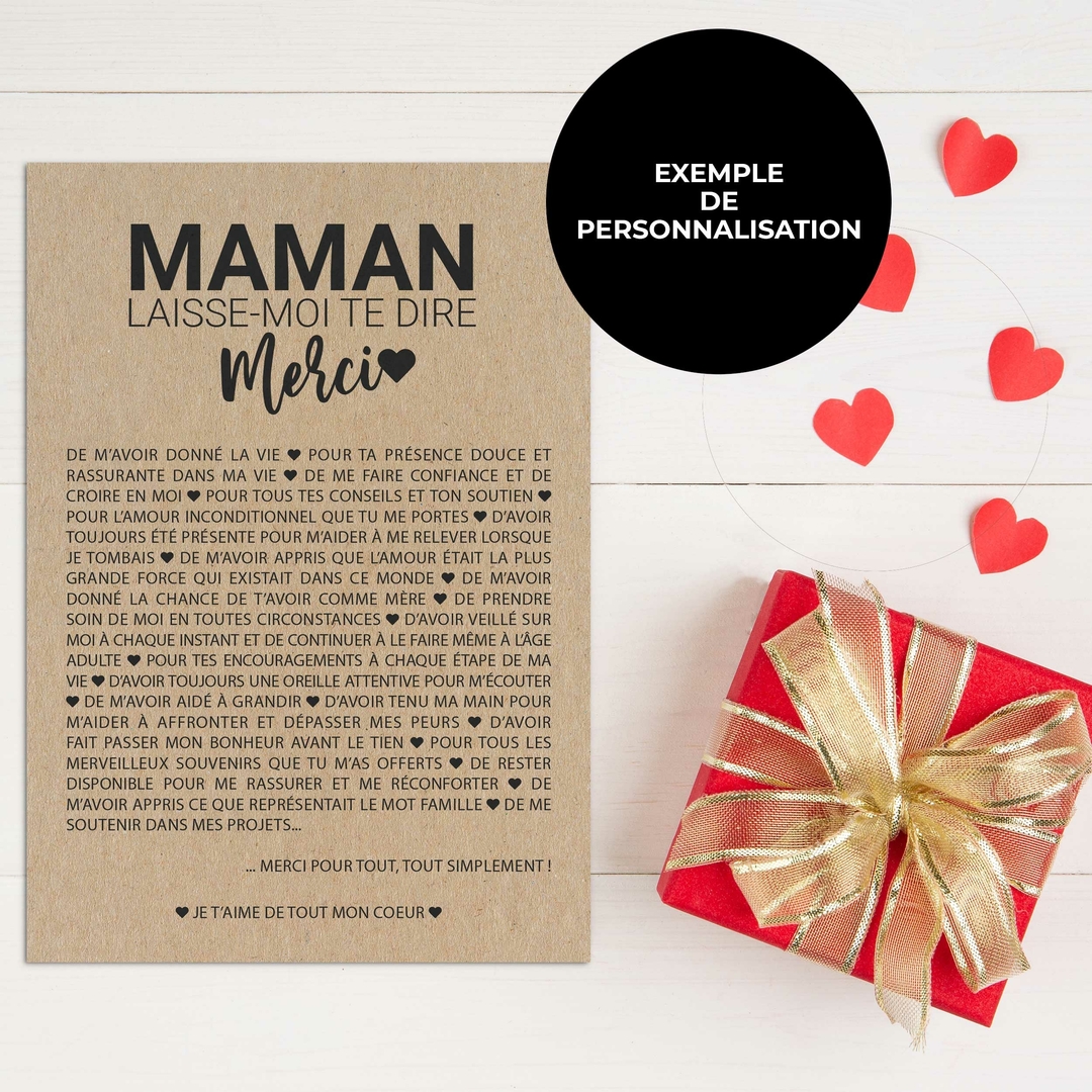 Carte merci maman personnalisable