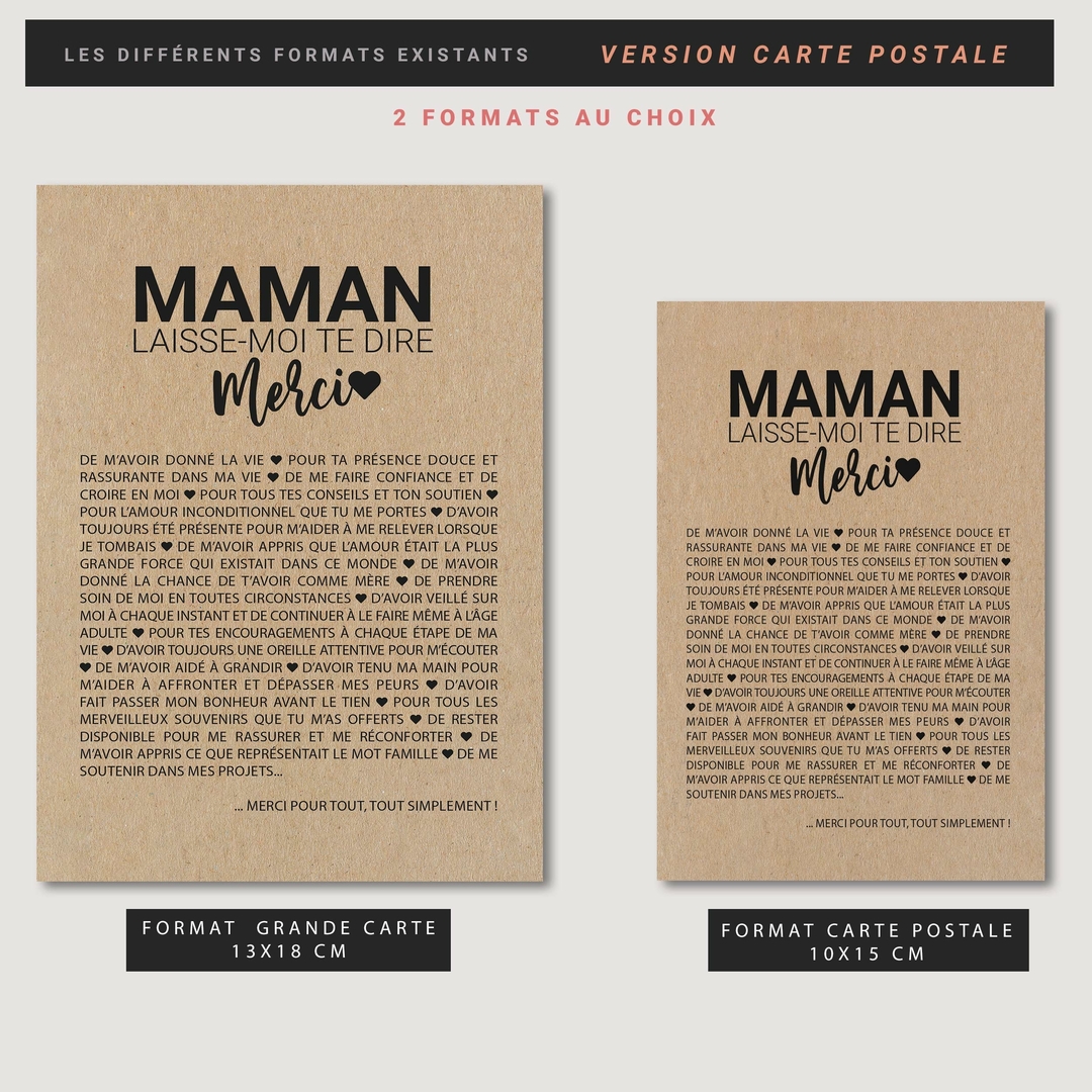 Carte merci maman personnalisable