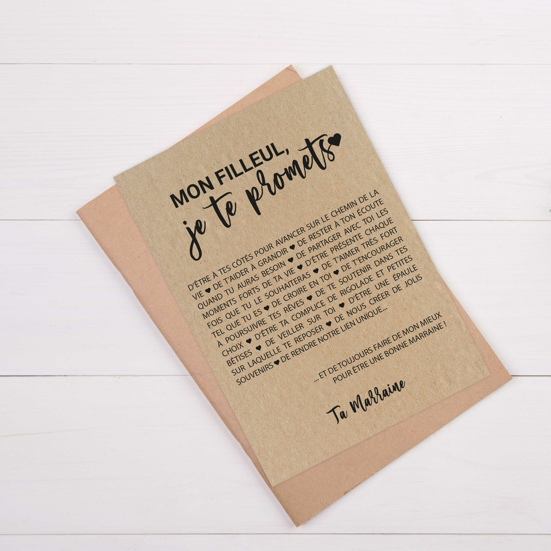 Carte Filleul/Marraine personnalisable - happywesisters