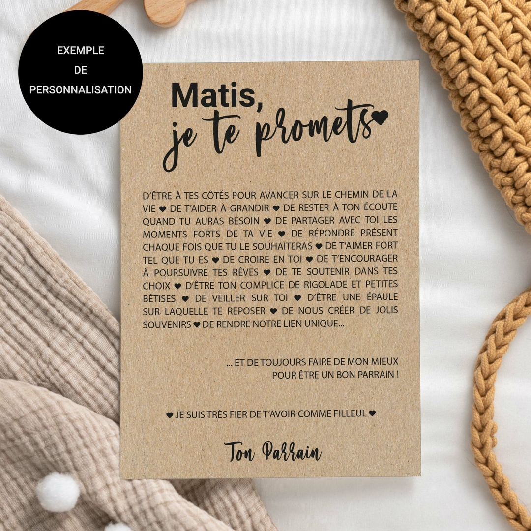 Carte Filleul/Parrain personnalisable - happywesisters