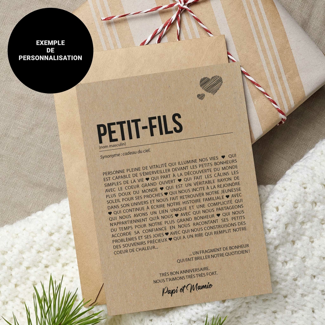 Carte définition petit-fils personnalisable - happywesisters