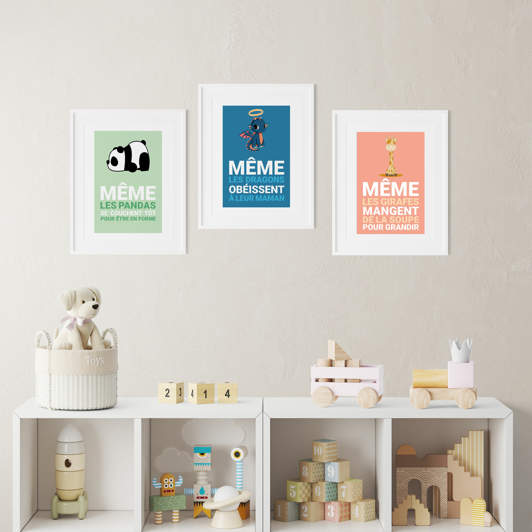Lot de 9 affiches pour enfant "Même les..."