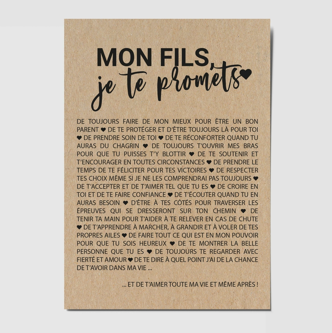 Mon fils je te promets - carte personnalisable - happywesisters
