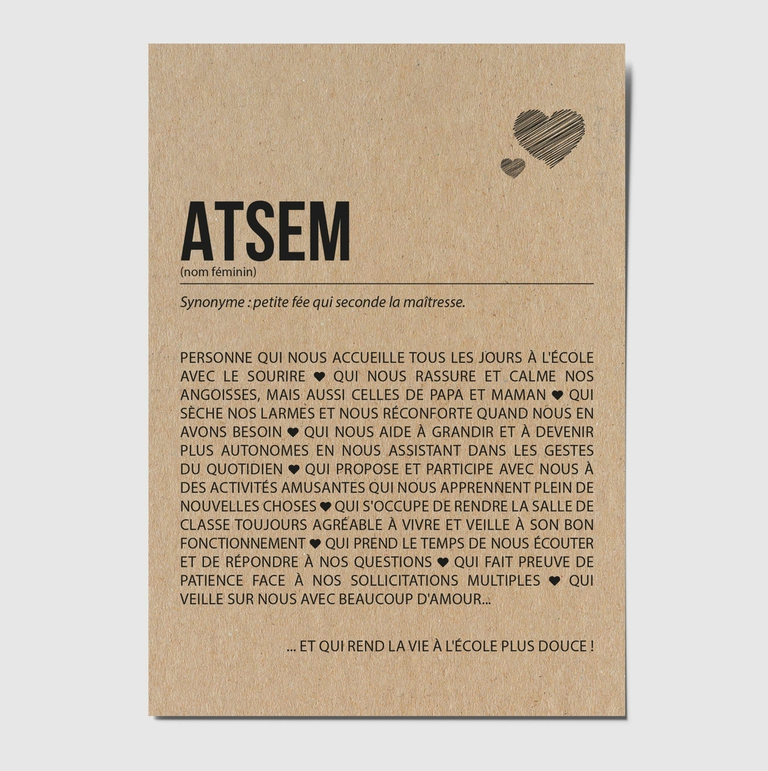 Carte définition ATSEM personnalisable - happywesisters