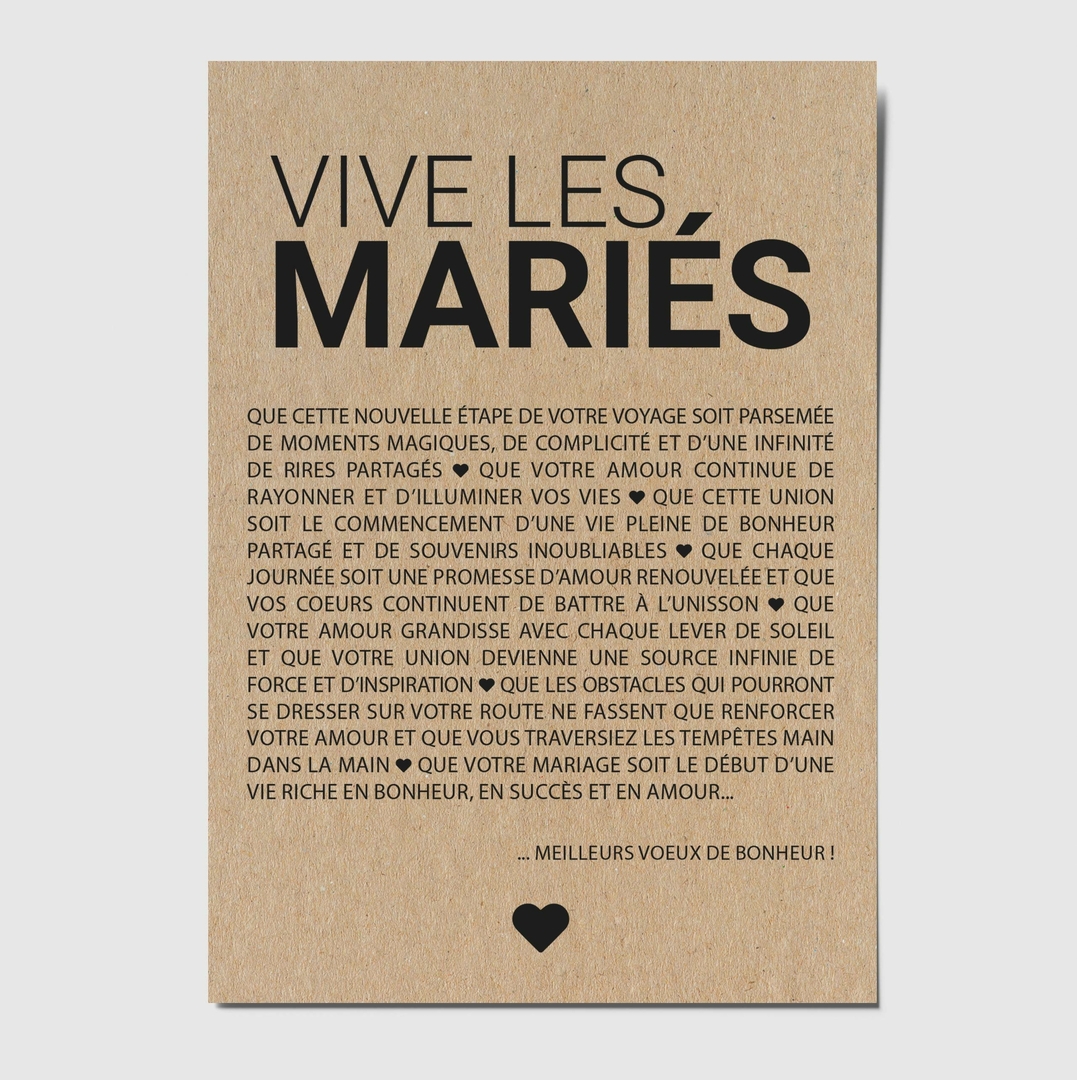 Carte de Félicitations Vive les mariés - happywesisters