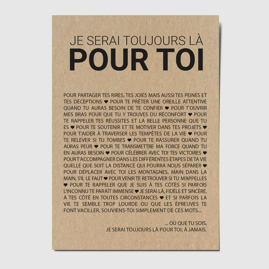 Carte Je serai toujours là pour toi personnalisable - happywesisters