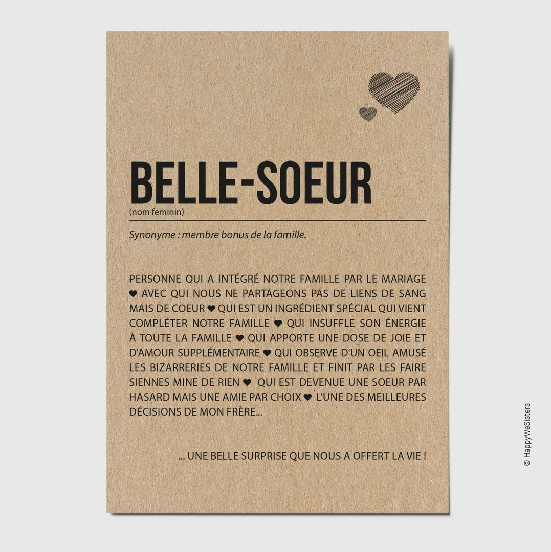 Carte belle-soeur personnalisable - CARTES PAR OCCASION/FAMILLE ...