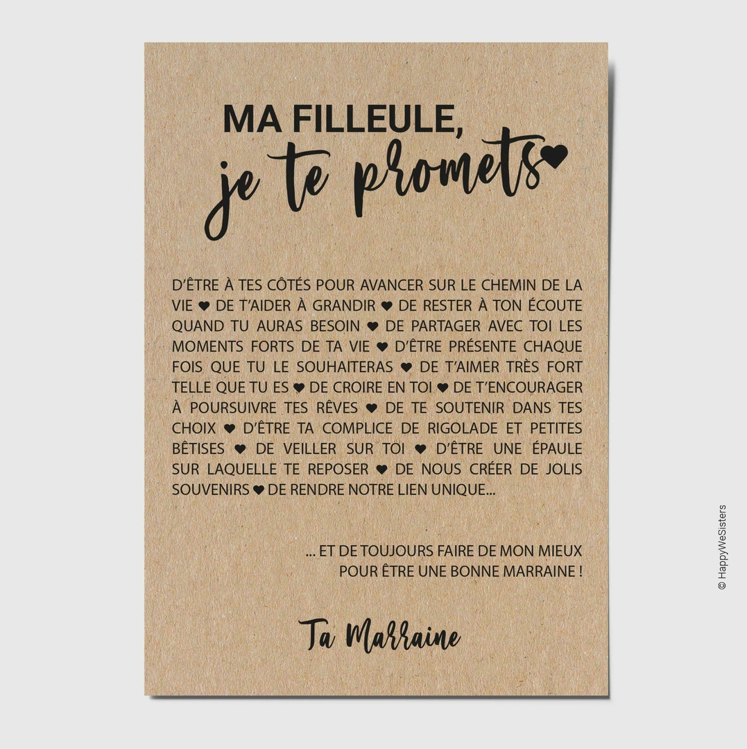 Carte Filleule/Marraine personnalisable - happywesisters
