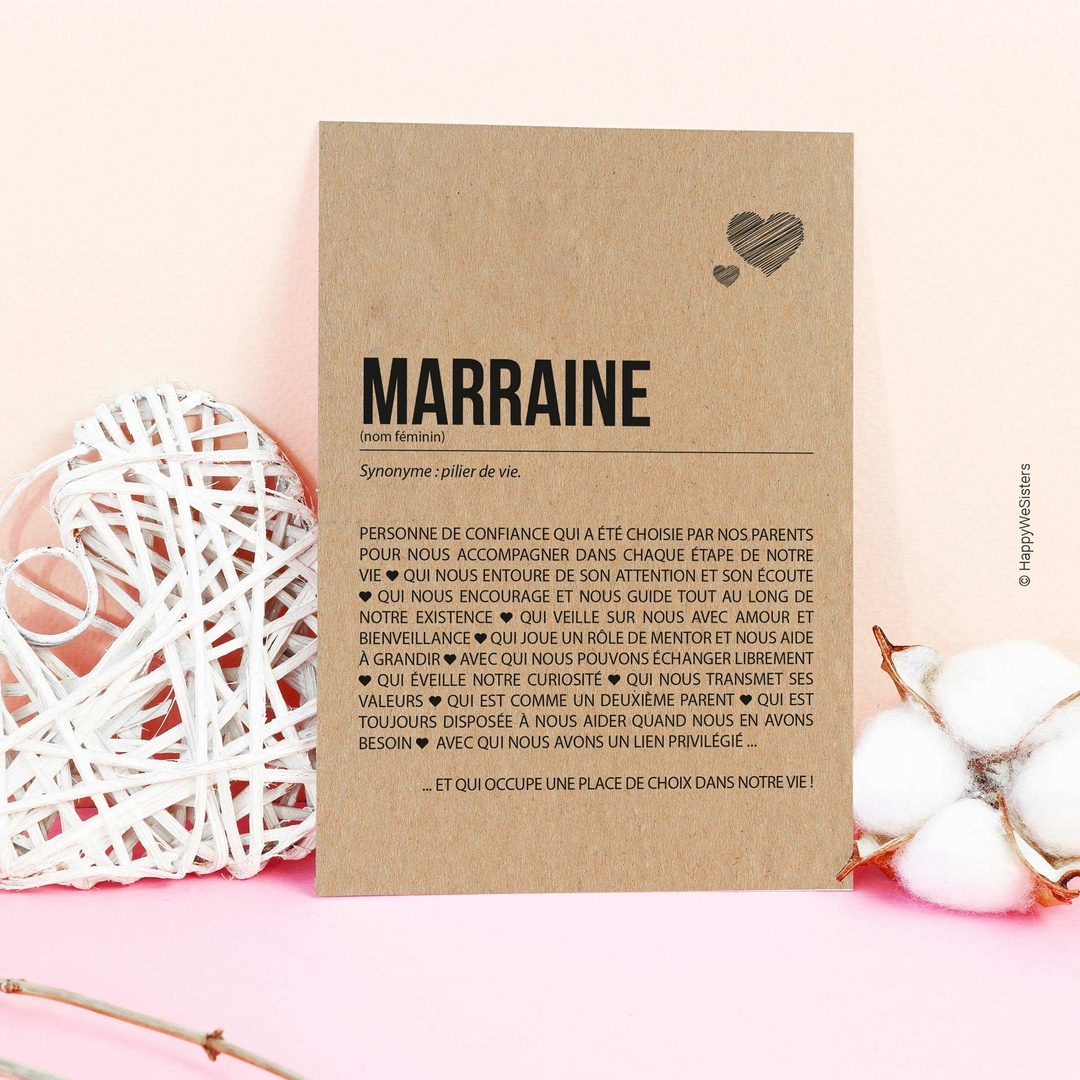 Carte définition marraine personnalisable - happywesisters