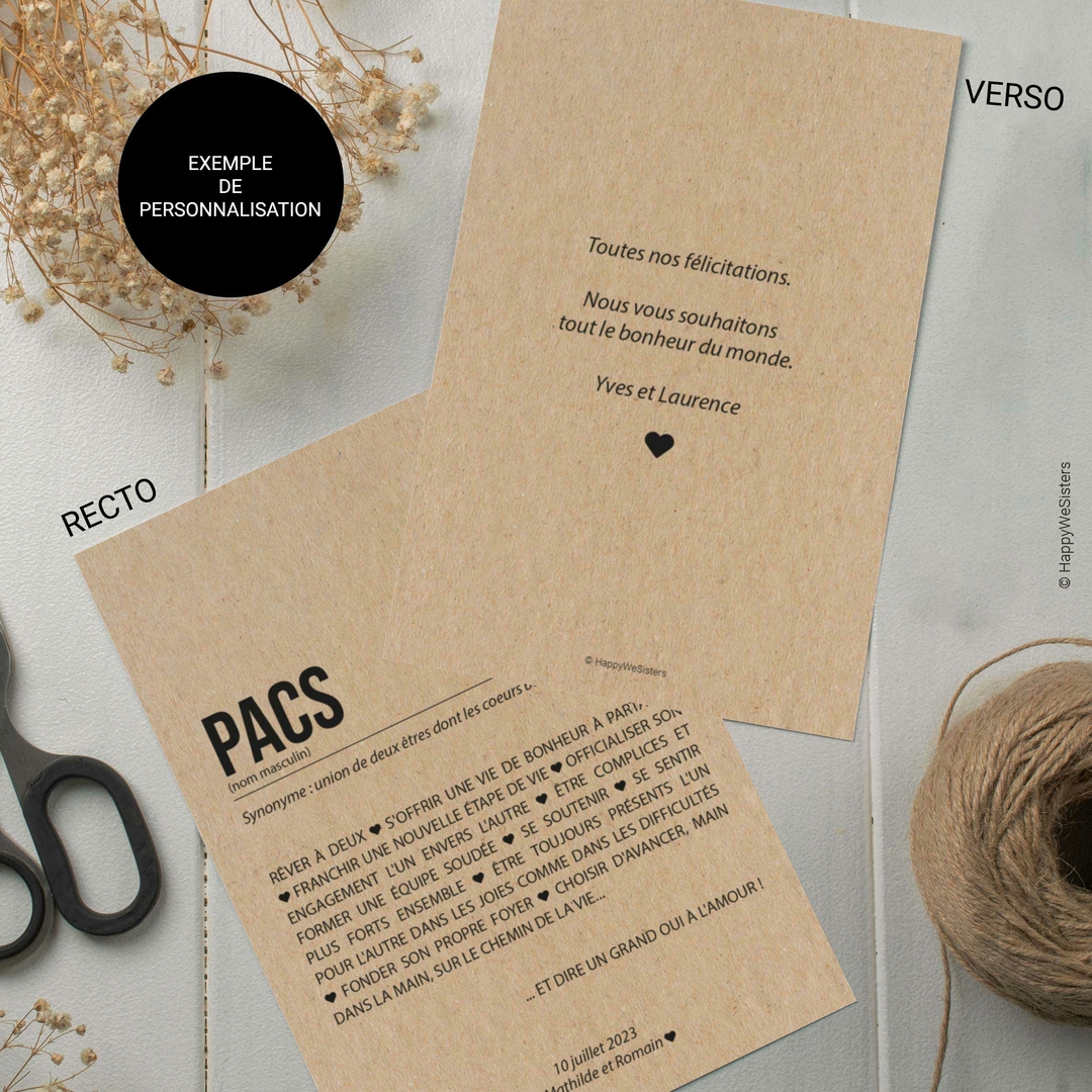 Carte définition PACS personnalisable - happywesisters