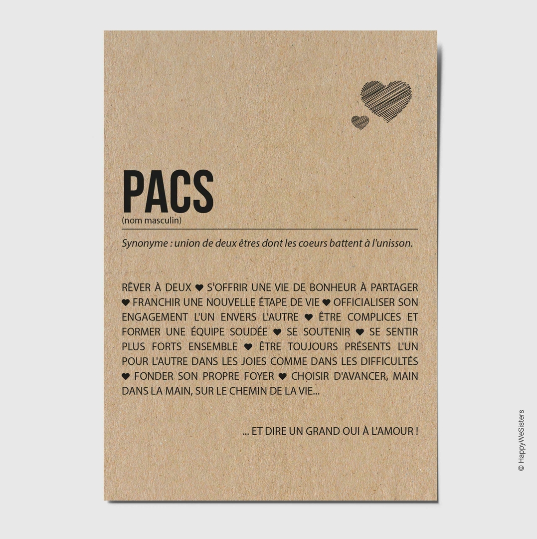Carte définition PACS personnalisable - happywesisters