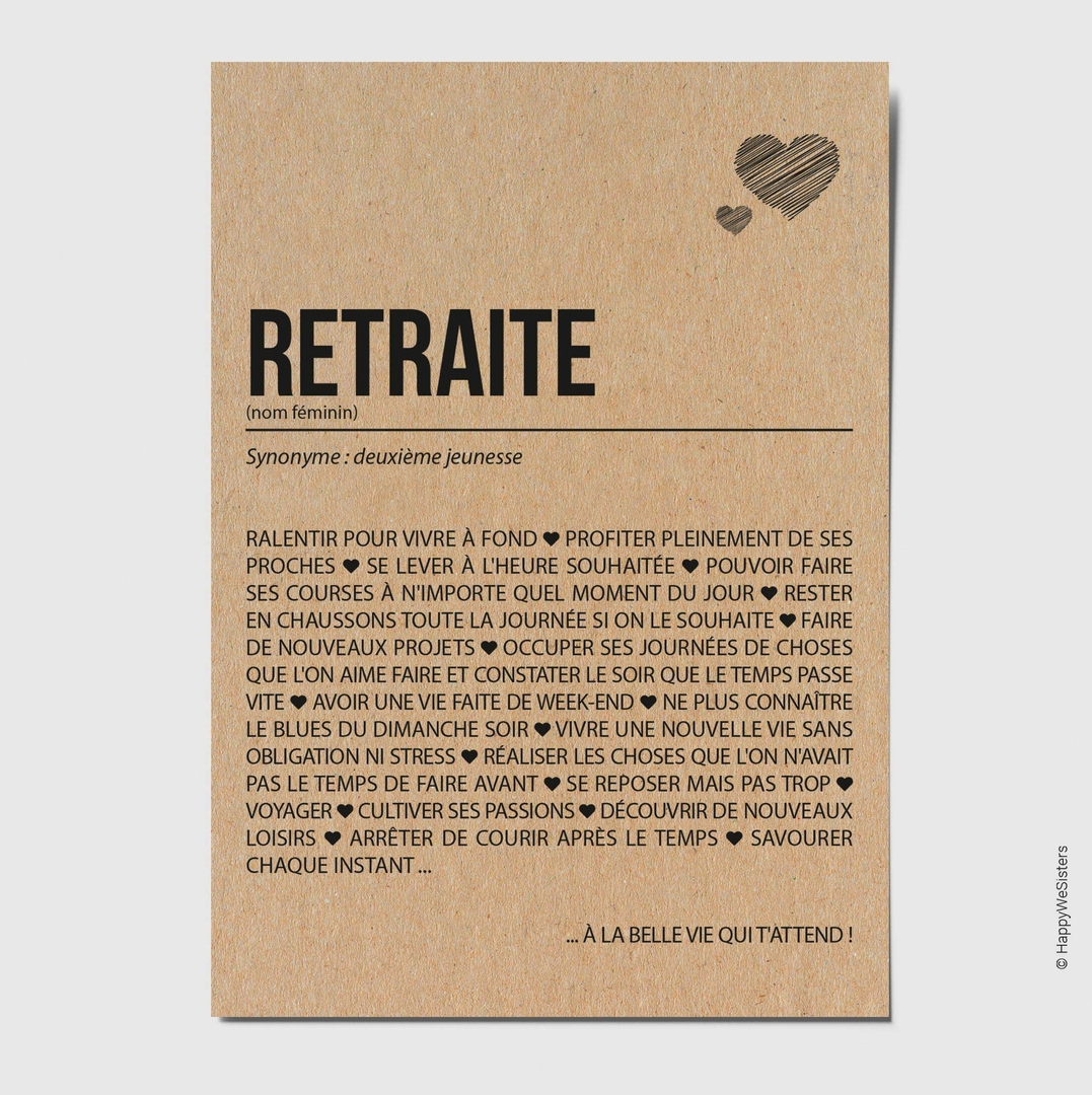 Carte définition retraite personnalisable - happywesisters