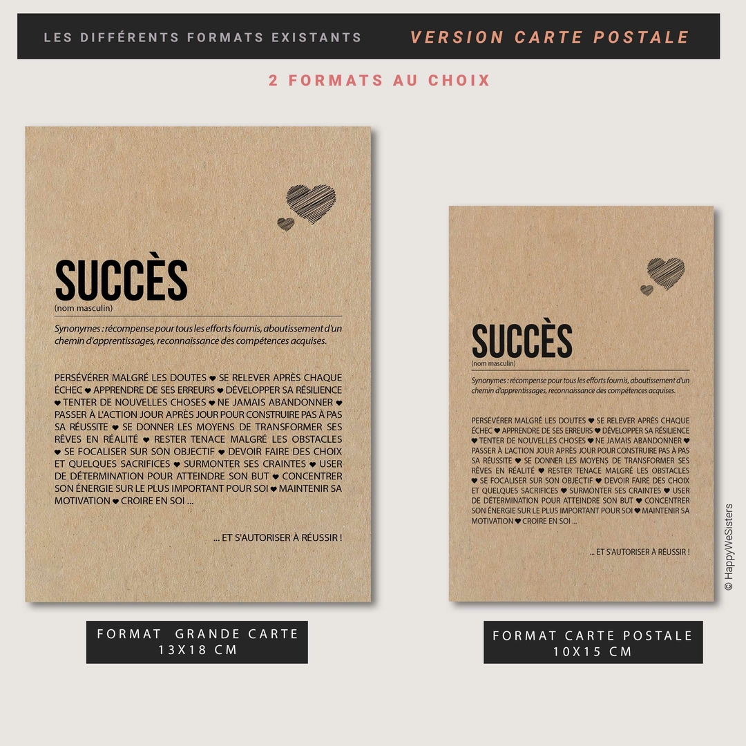 Carte définition succès personnalisable - happywesisters