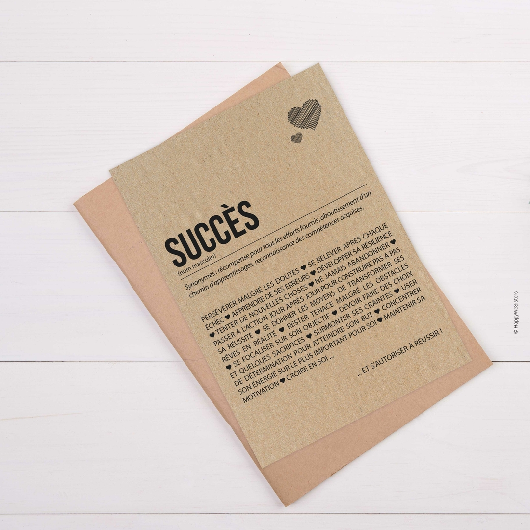 Carte définition succès personnalisable - happywesisters