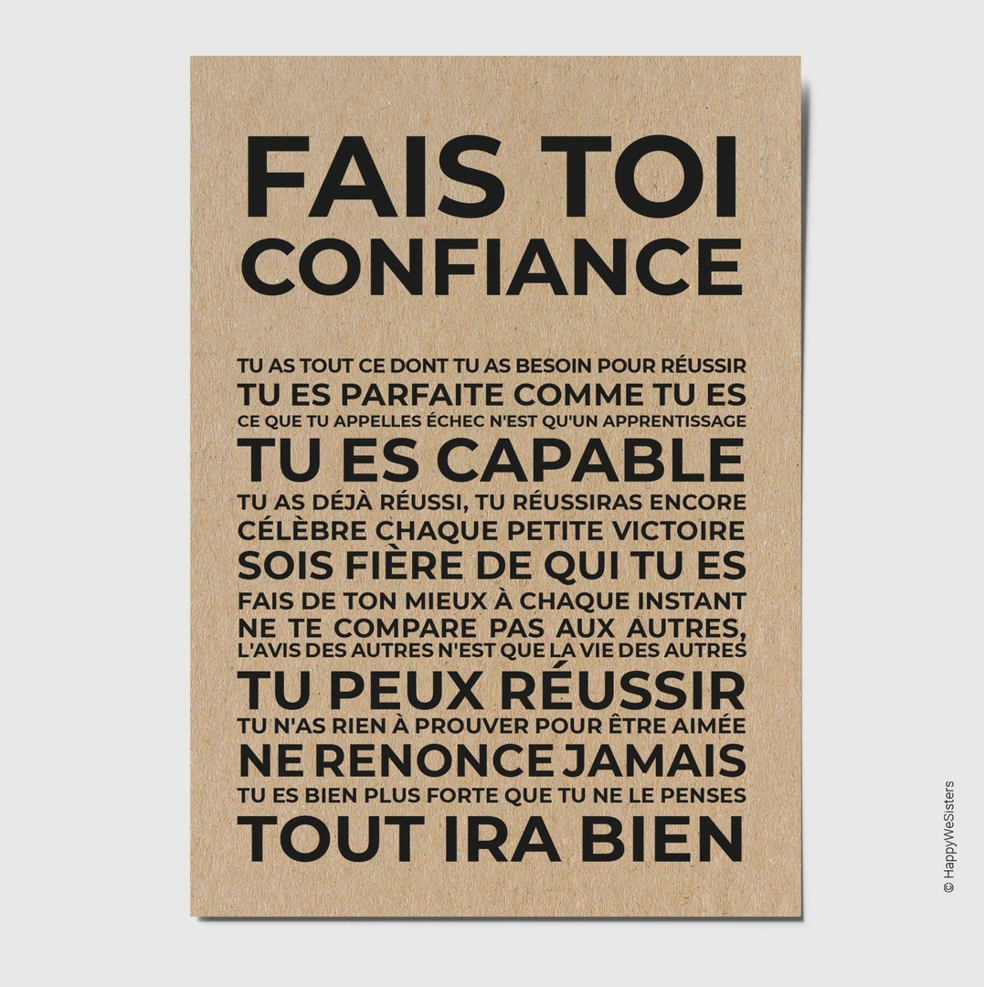 Fais toi confiance - carte d'encouragement - happywesisters