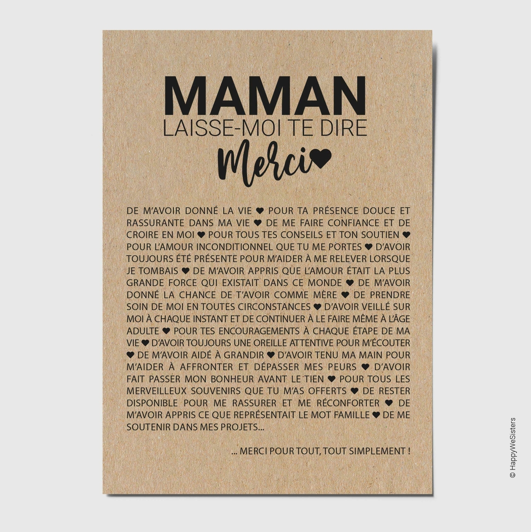 Carte merci maman personnalisable
