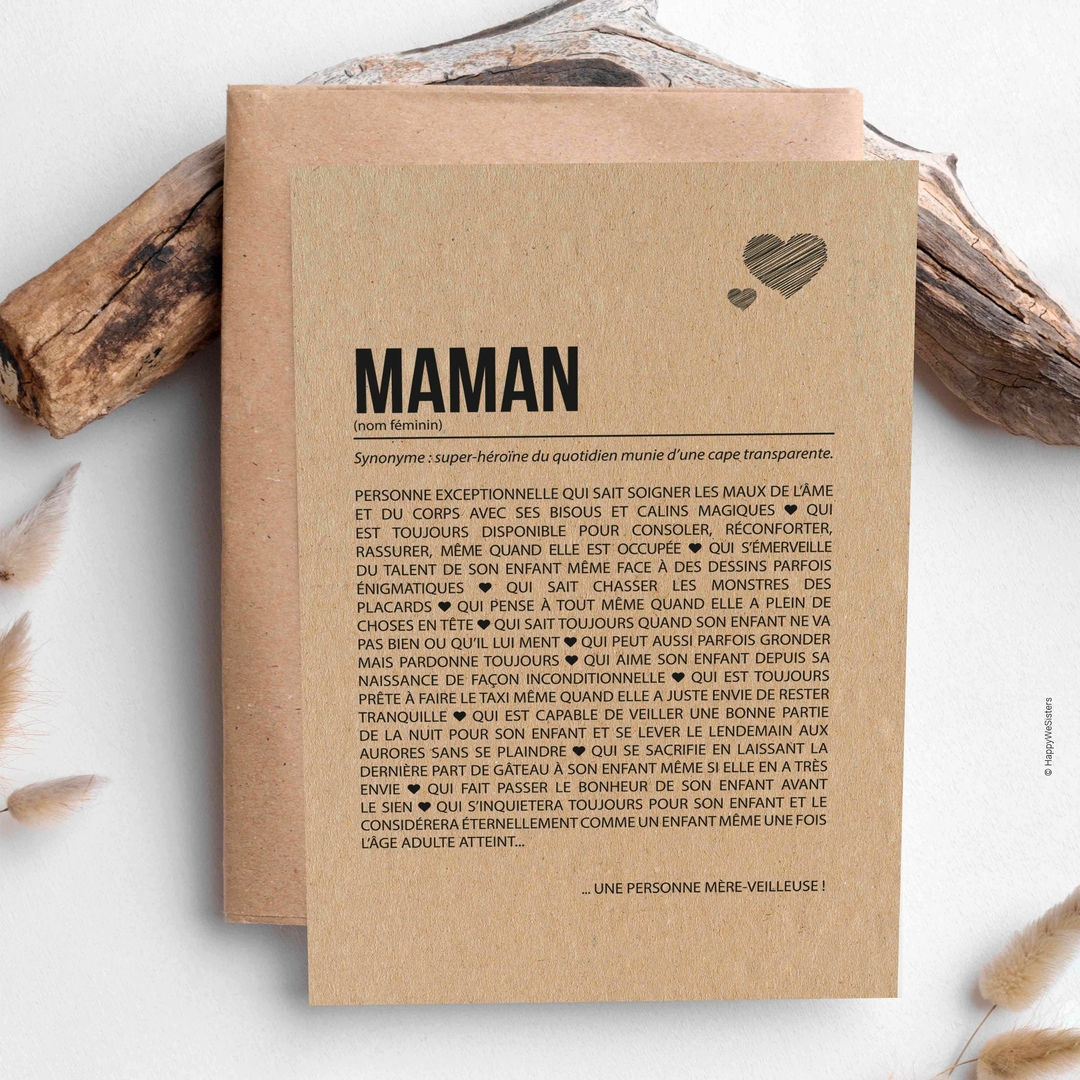Carte définition maman personnalisable